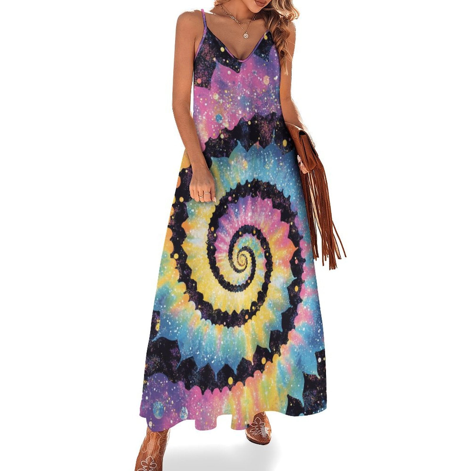 Colorful Tie Dye Vortex Women's Summer Dresses 2025 Beach Casual ...