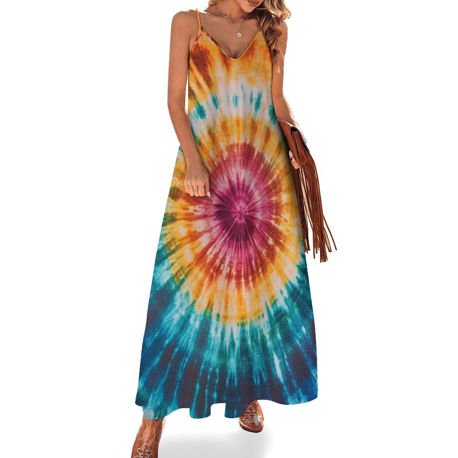 Colorful Tie Dye Vortex Women's Summer Dresses 2025 Beach Casual ...
