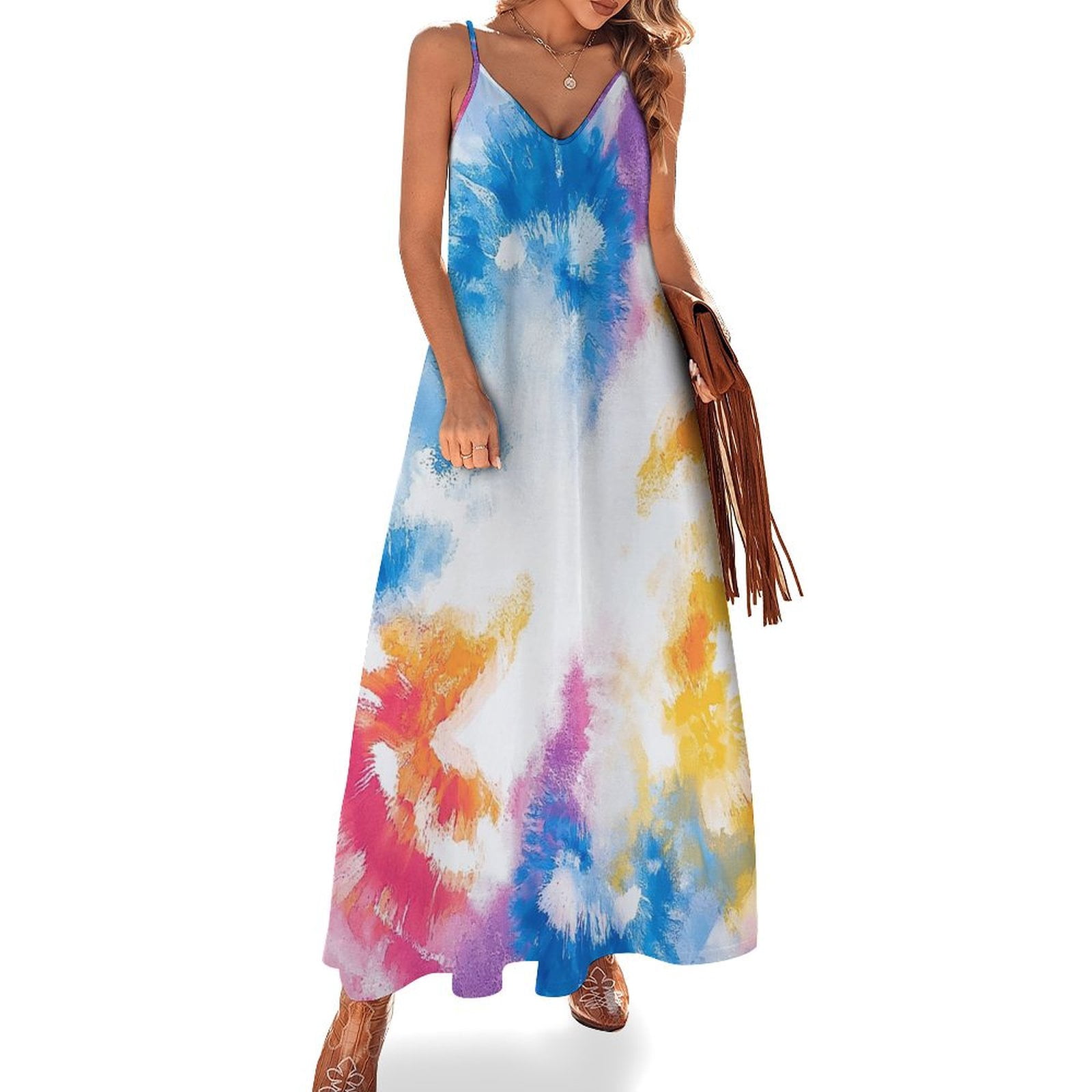 Colorful Tie Dye Vortex Women's Summer Dresses 2025 Beach Casual ...