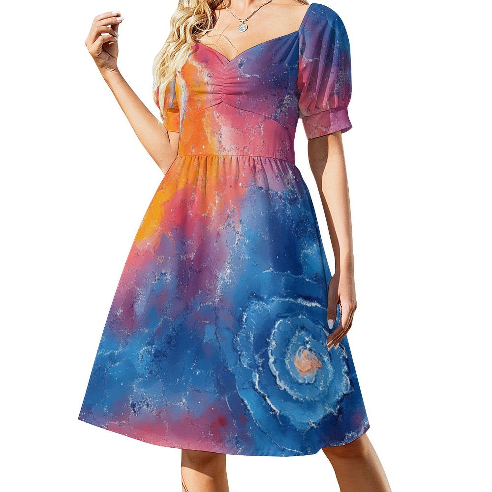 Colorful Tie Dye Vortex Women's Summer Short Sleeve Casual Dresses ...