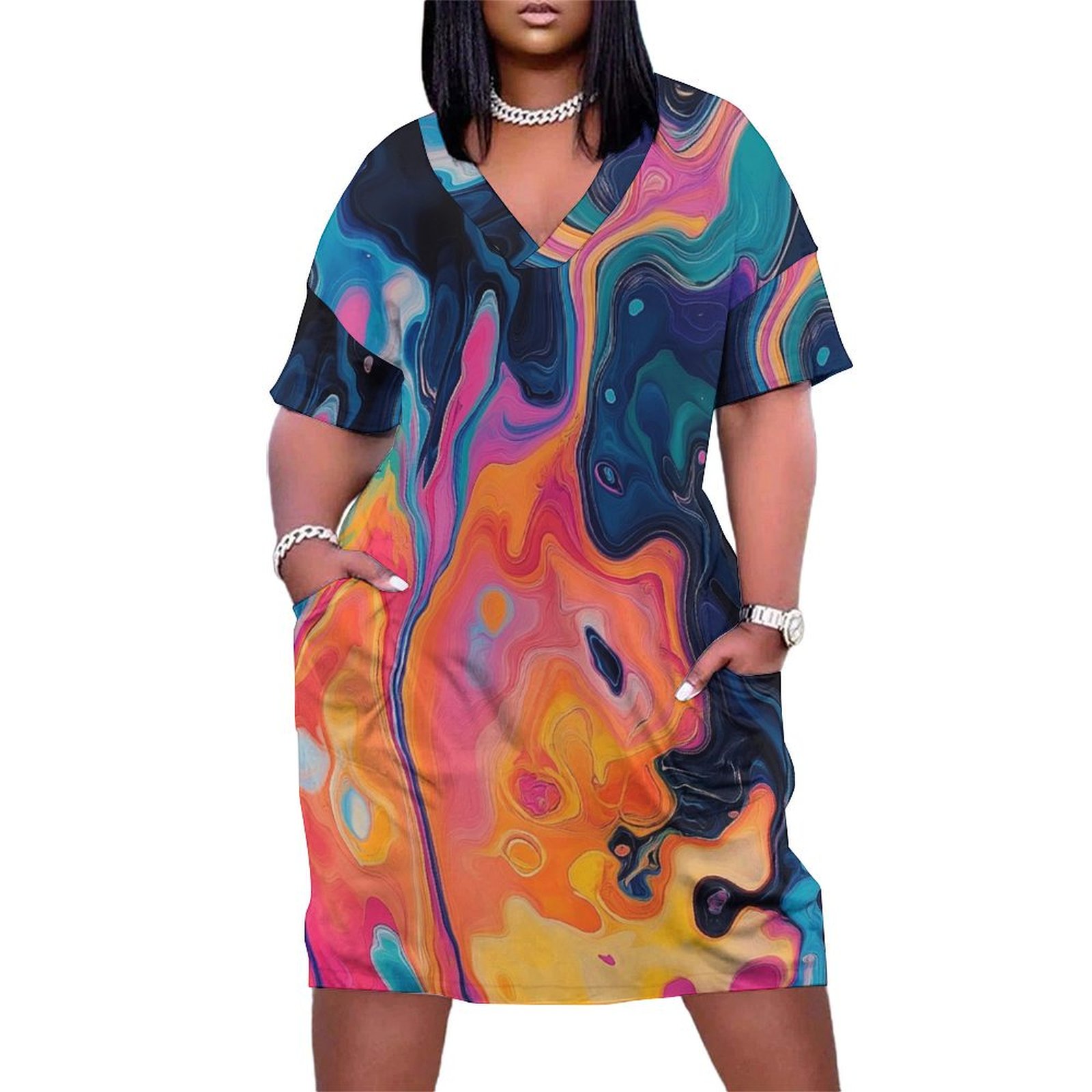 Colorful Tie Dye Vortex Women's Summer Short Sleeve Casual Dresses ...