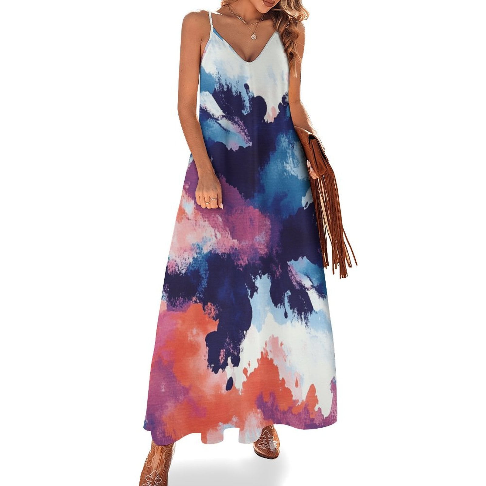 Colorful Tie Dye Vortex Womens Summer Dresses Casual Sleeveless Tshirt ...