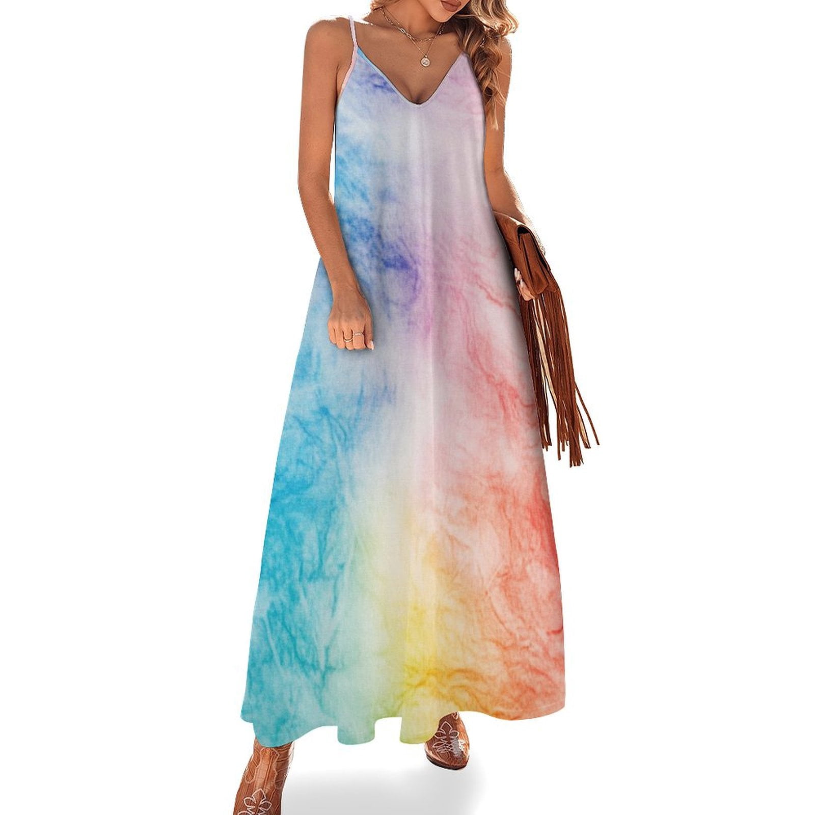 Colorful Tie Dye Vortex Womens Summer Dresses Casual Sleeveless Tshirt ...