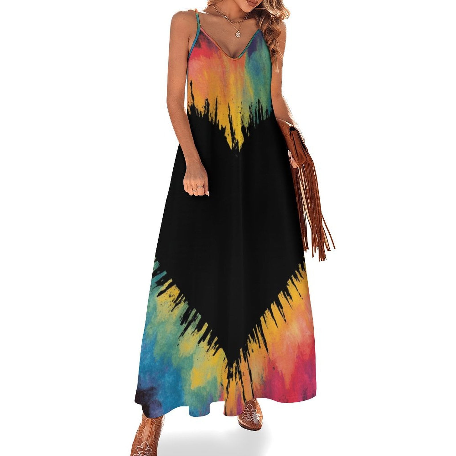 Colorful Tie Dye Vortex Womens Summer Dresses Casual Sleeveless Tshirt ...