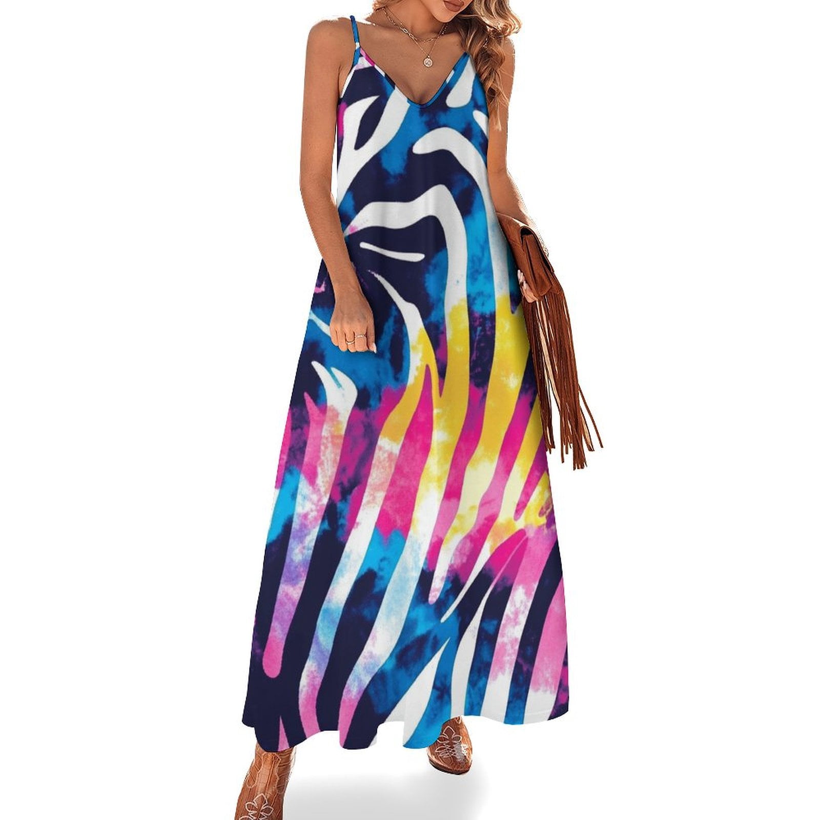 Colorful Tie Dye Vortex Womens Summer Dresses Casual Sleeveless Tshirt ...