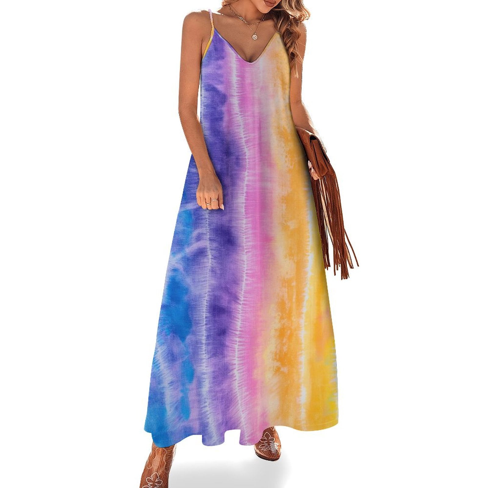 Colorful Tie Dye Vortex Womens Summer Dresses Casual Sleeveless Tshirt ...