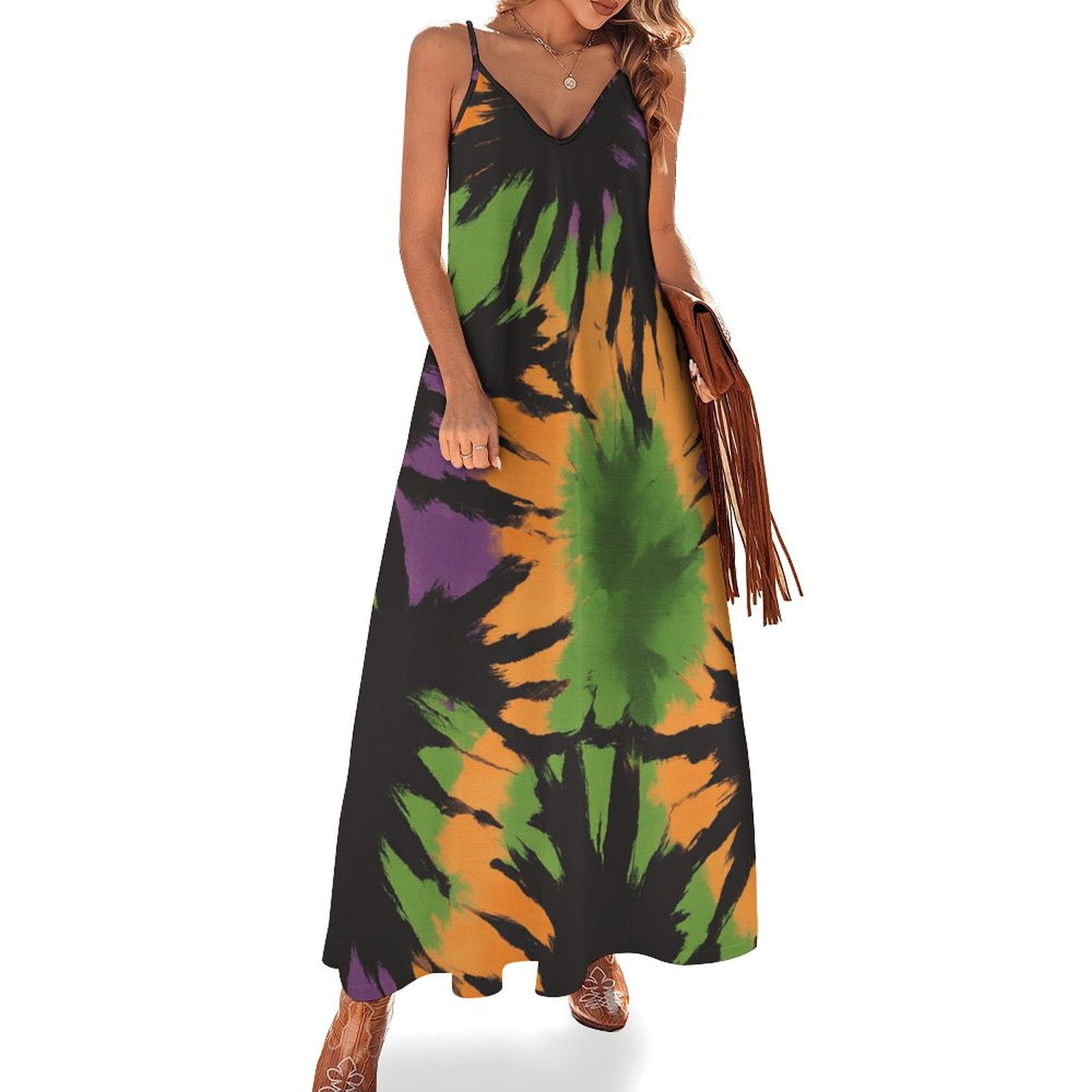 Colorful Tie Dye Vortex Womens Summer Dresses Casual Sleeveless Tshirt ...