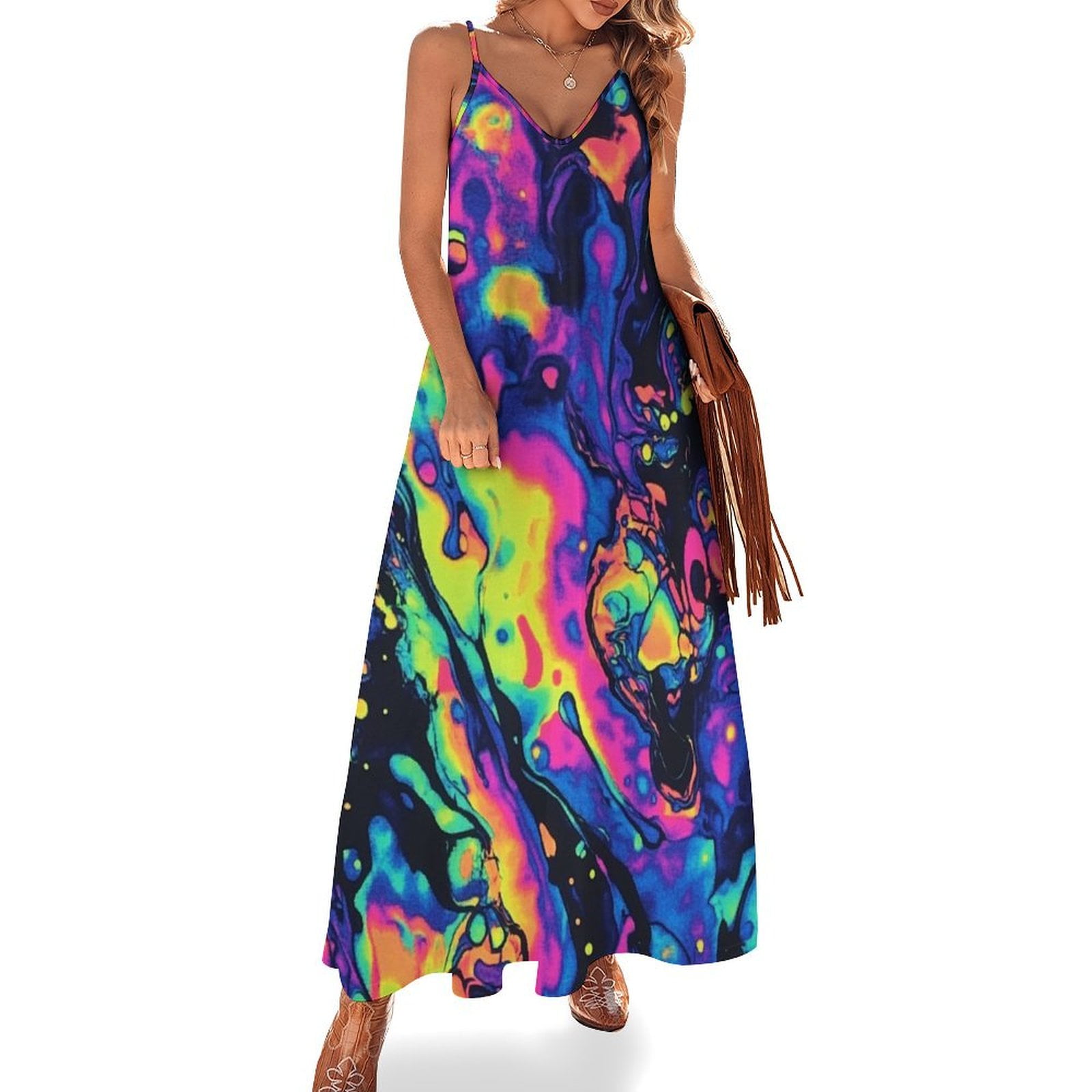 Colorful Tie Dye Vortex Womens Summer Dresses Casual Sleeveless Tshirt ...