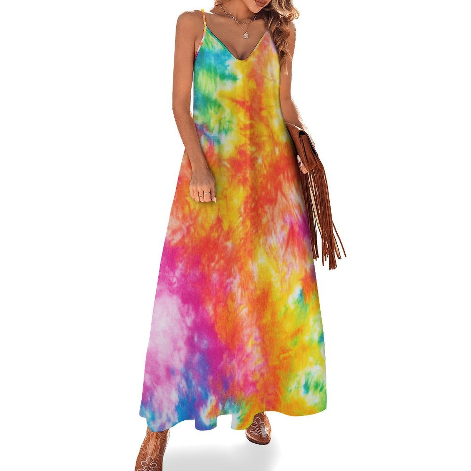 Colorful Tie Dye Vortex Womens Summer Dresses Casual Sleeveless Tshirt ...