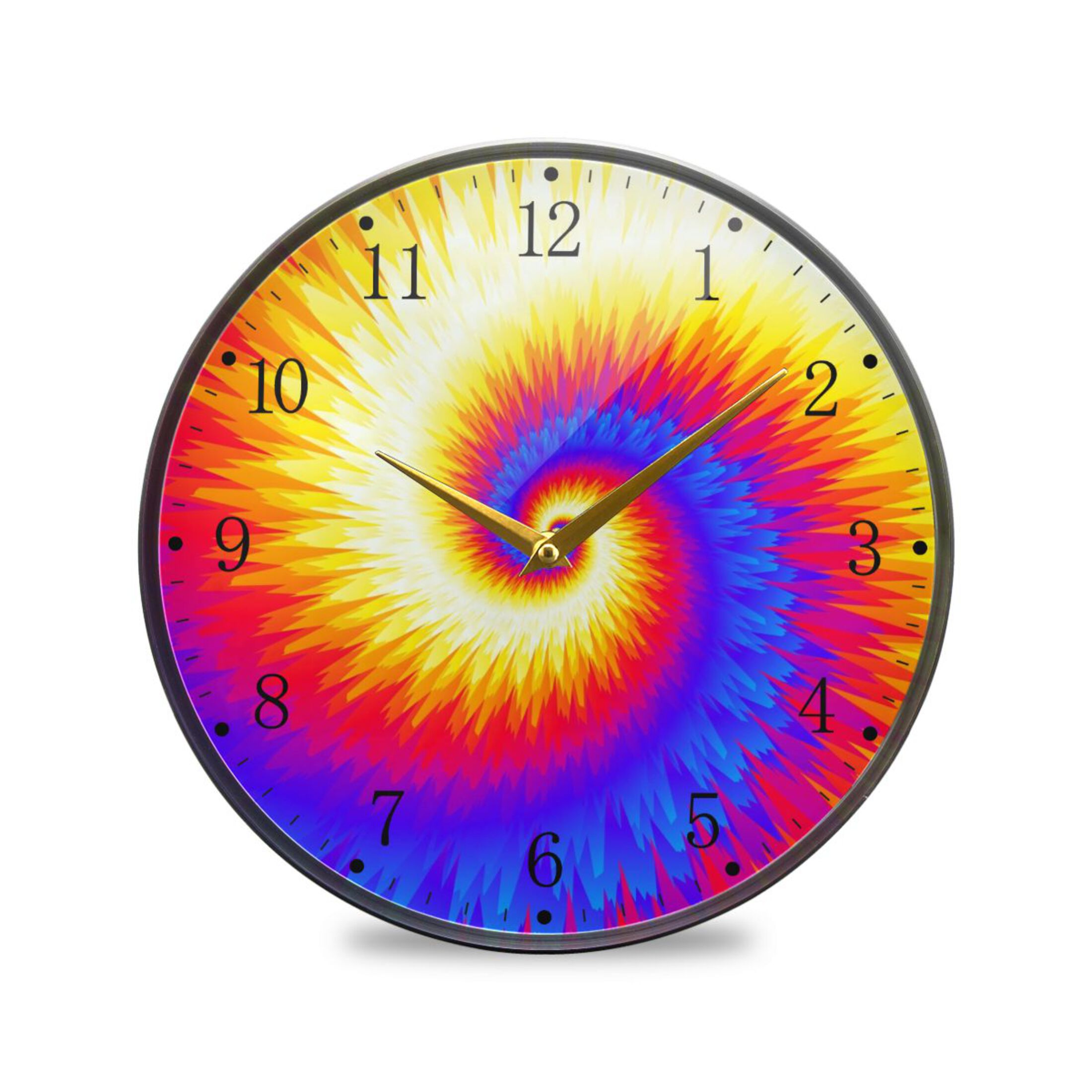 Colorful Tie-dye Acrylic Wall Clocks Quiet Round Clock Battery Operated ...