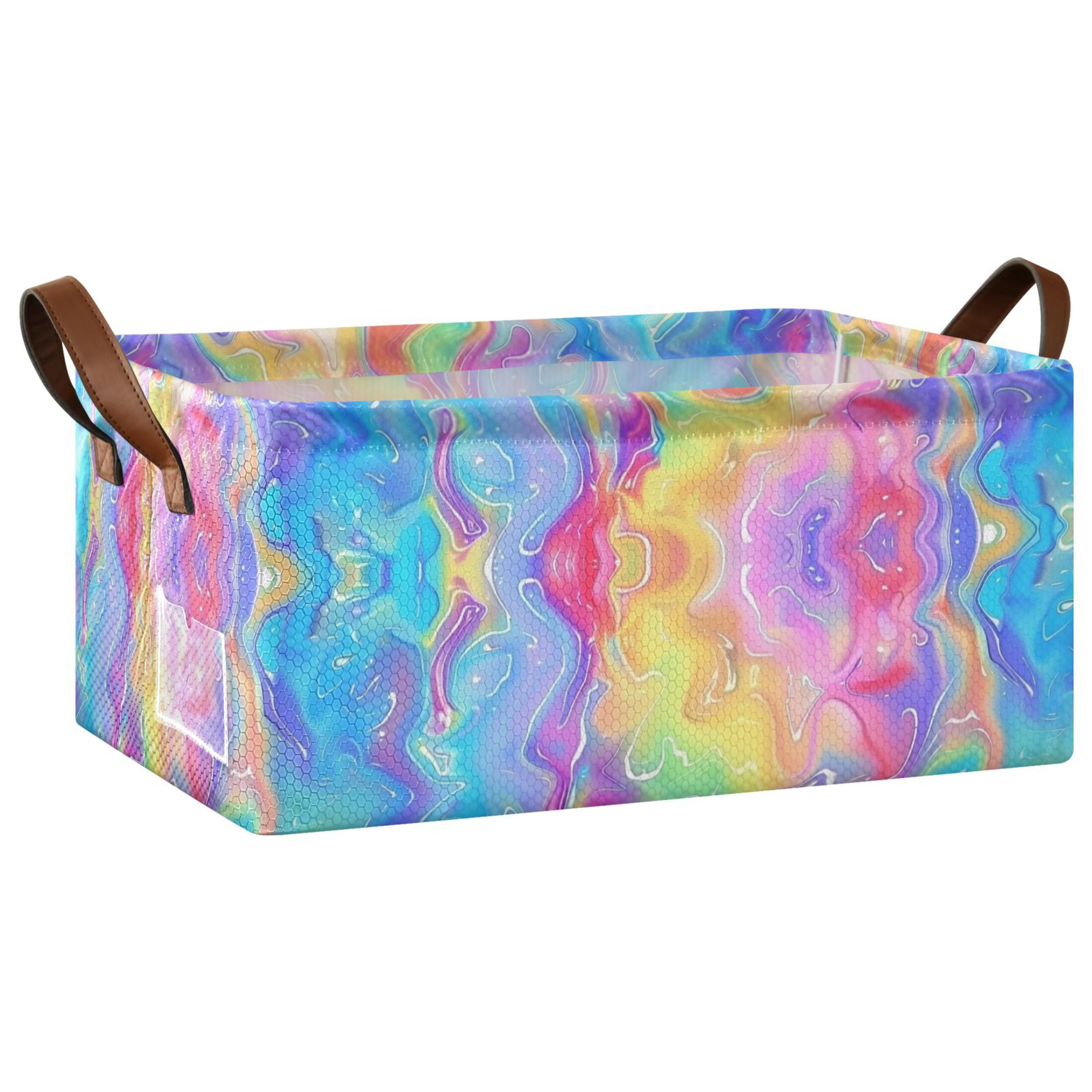 Colorful Tie-dye Collapsible Storage Bins Fabric Shelf Baskets with ...
