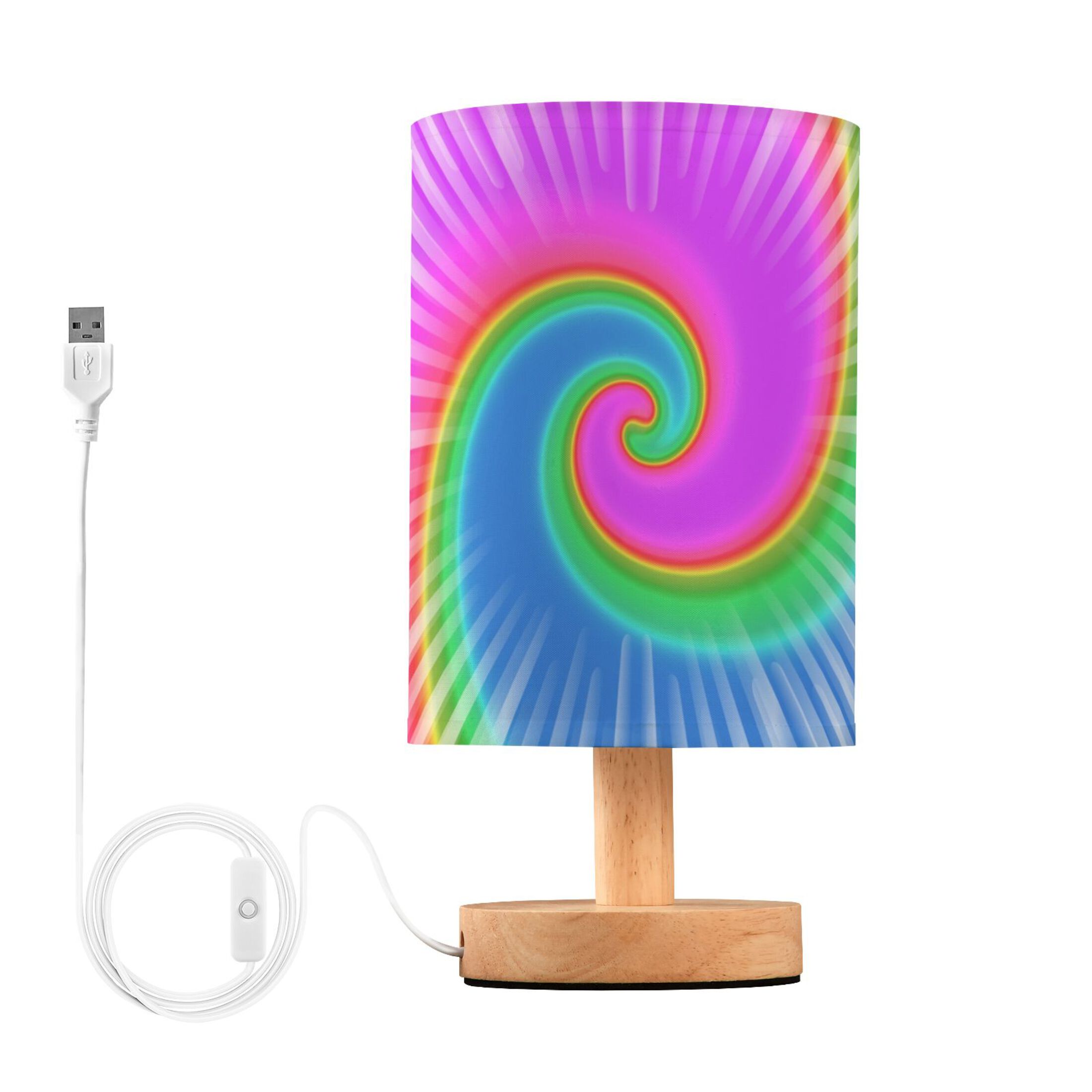 Colorful Tie-dye Swirls Bedside Table Lamp LED Warm Lights with USB ...