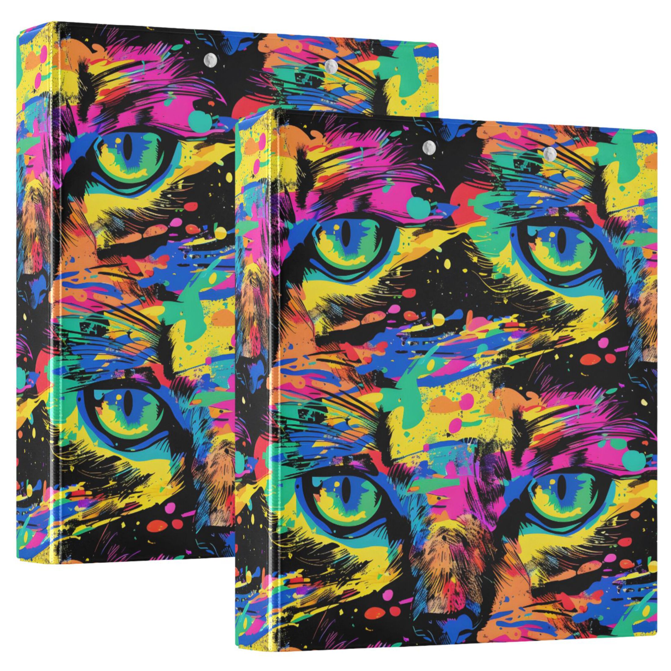 Colorful Tiger Eyes 3 Ring Hardcover Binders 1.5" Round Rings for ...