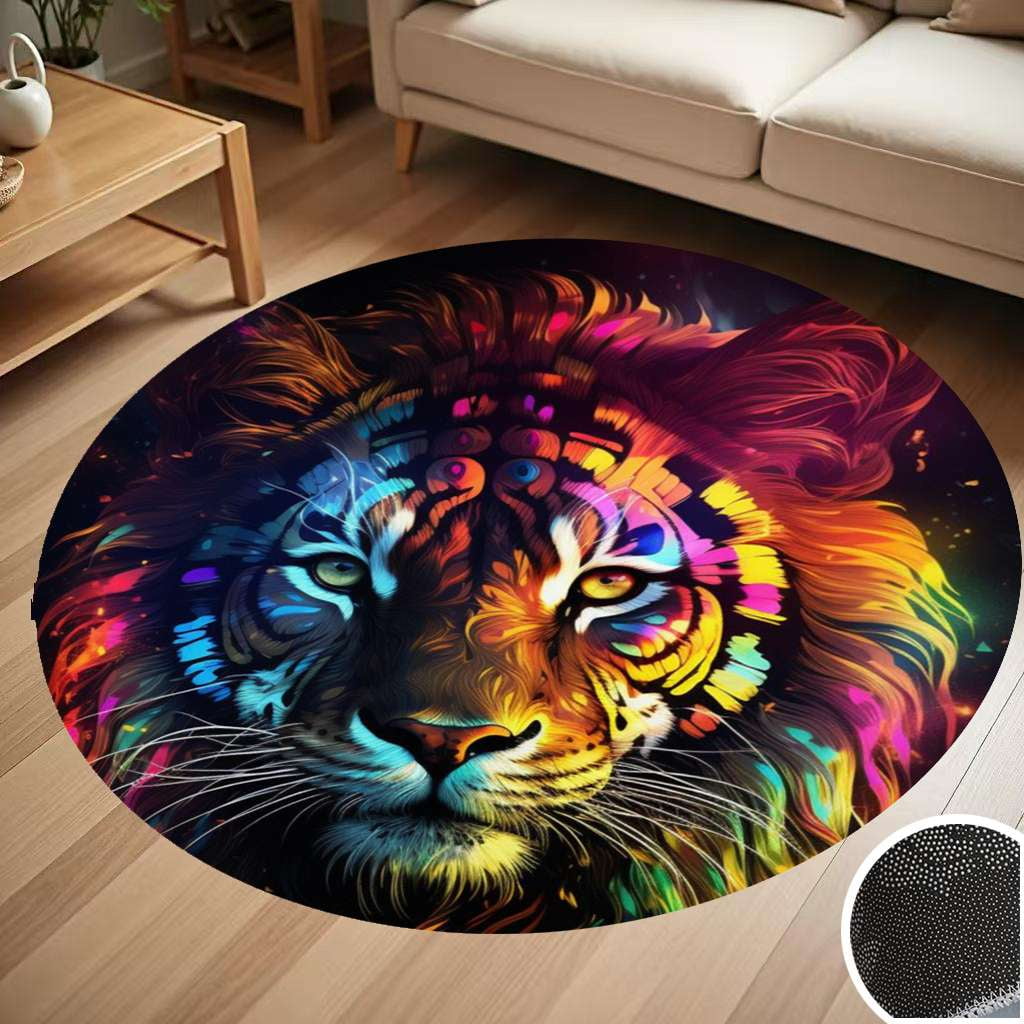 Colorful Tiger Galaxy Print Round Carpet Living Room Bedroom Home ...