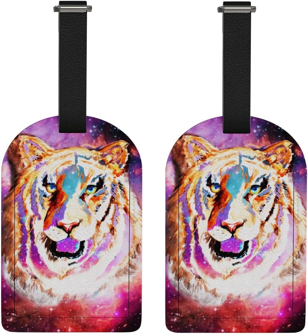 Colorful Tiger Luggage Tag Full Back Privacy Name ID Card Suitcase ...