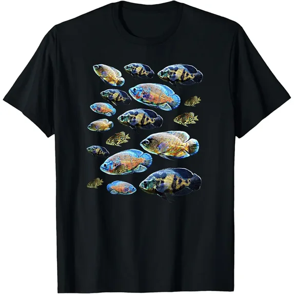 Colorful Tiger Oscar Cichlid Fish School for Aquarium Hobbyist Unisex ...