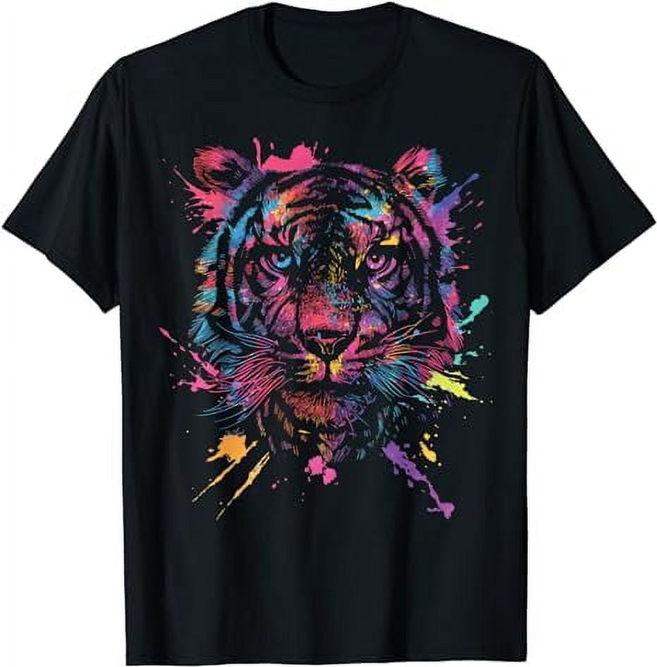 Colorful Tiger Shirt Women Tiger Face Wild Animal Cute Tiger T-Shirt ...