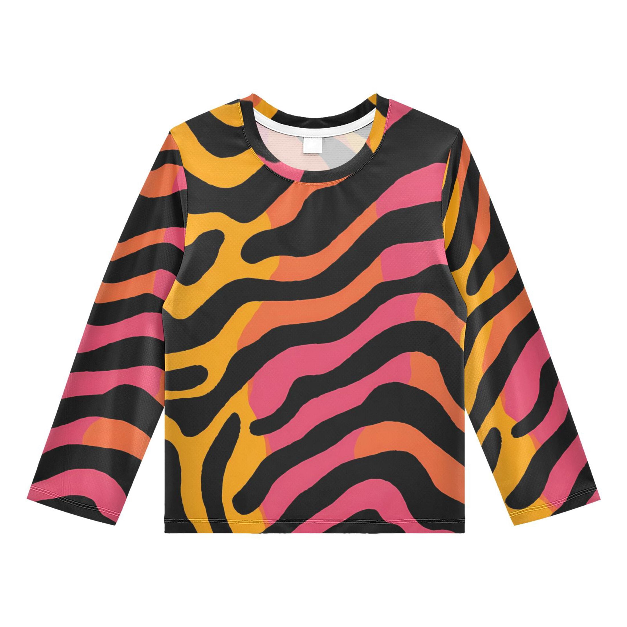 Colorful Tiger Stripes Pattern Boys' Rash Guard Shirts UPF 50 Plus Sun ...
