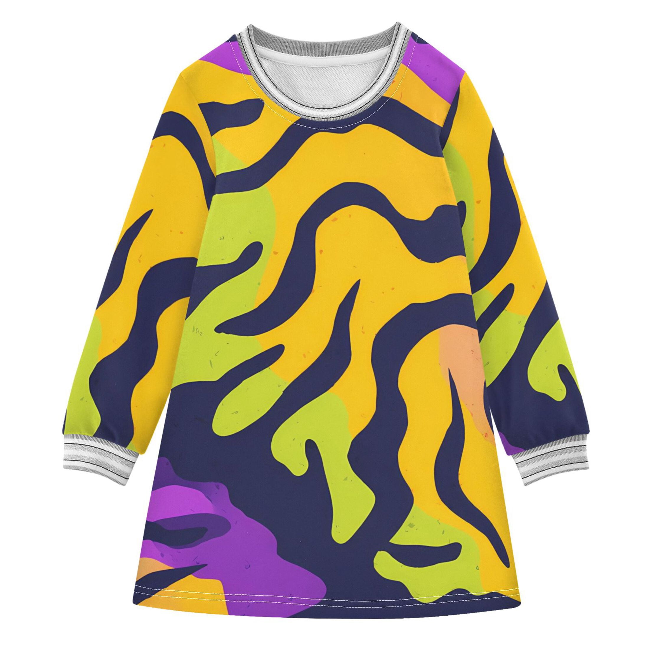 Colorful Tiger Stripes Pattern Girls'long-sleeved dress Thickened A ...