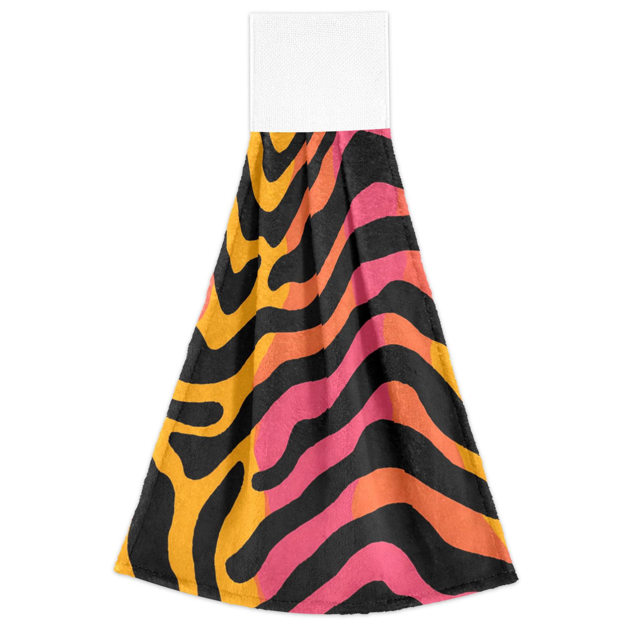 Colorful Tiger Stripes Pattern Hand Towels 2 Pack Quick Dry Velvet Soft ...