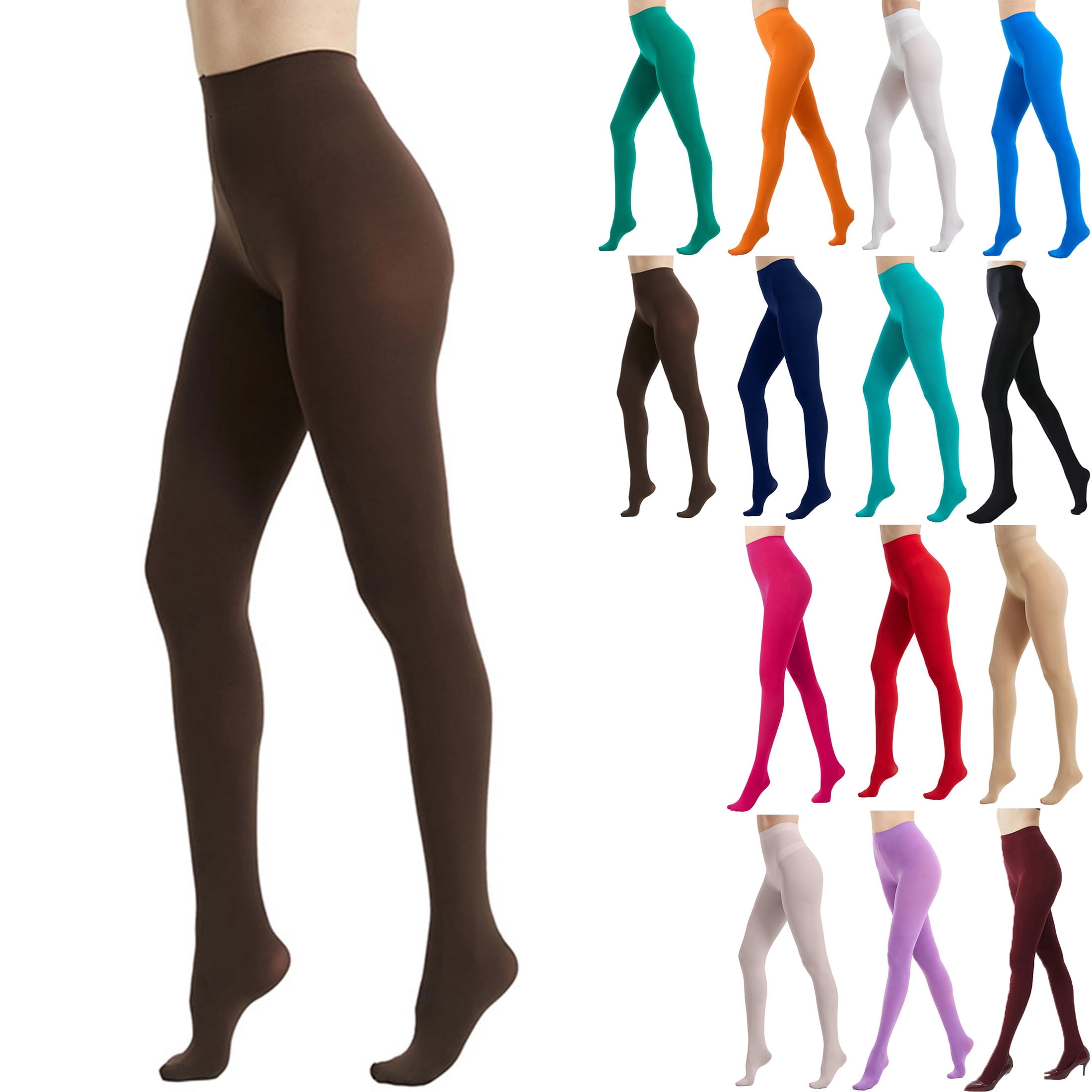 Colorful Tights Women's Solid Color Soft Opaque Tights Women's Footed ...