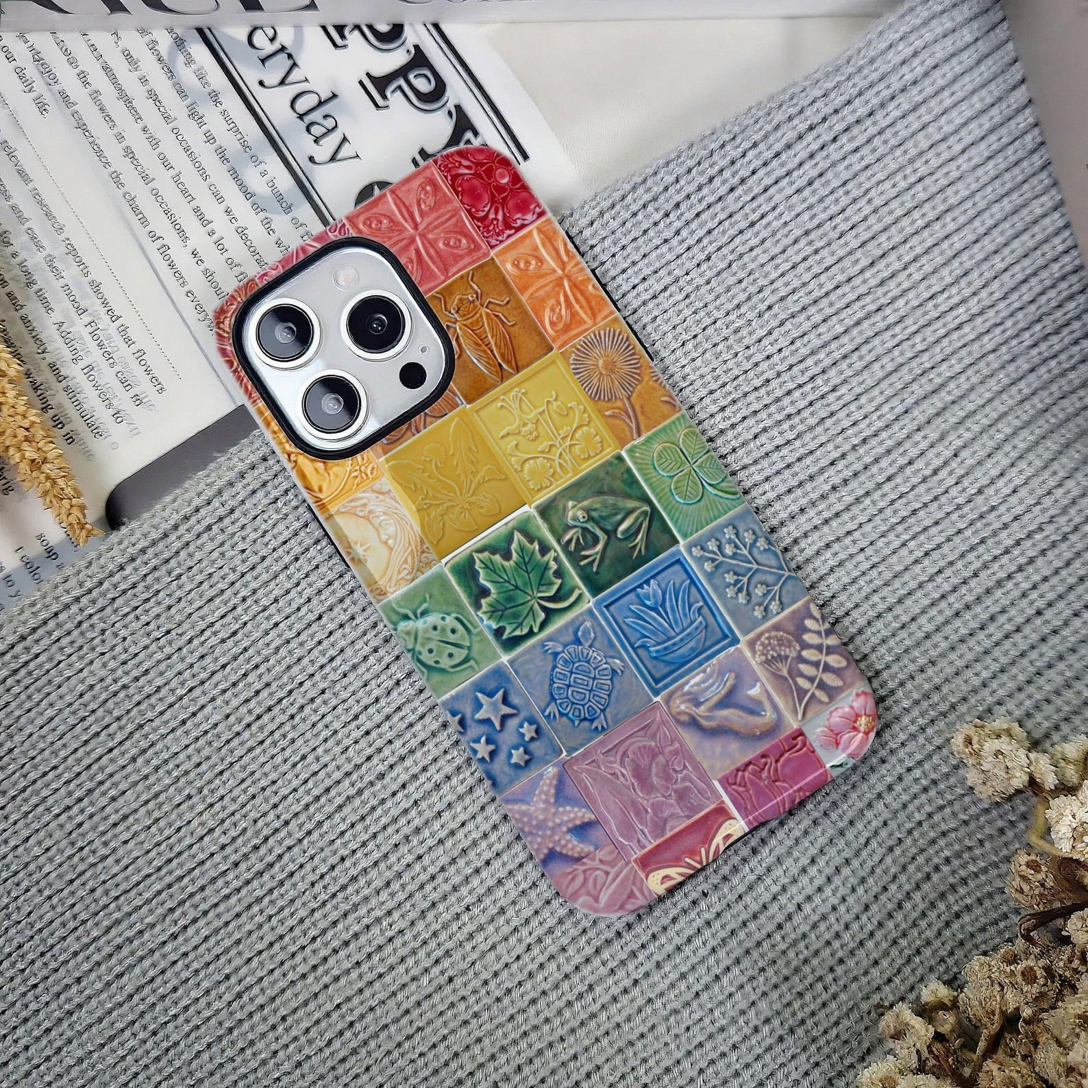Colorful Tile Phone Case Compatible with iPhone 11 to 16 Pro Max ...