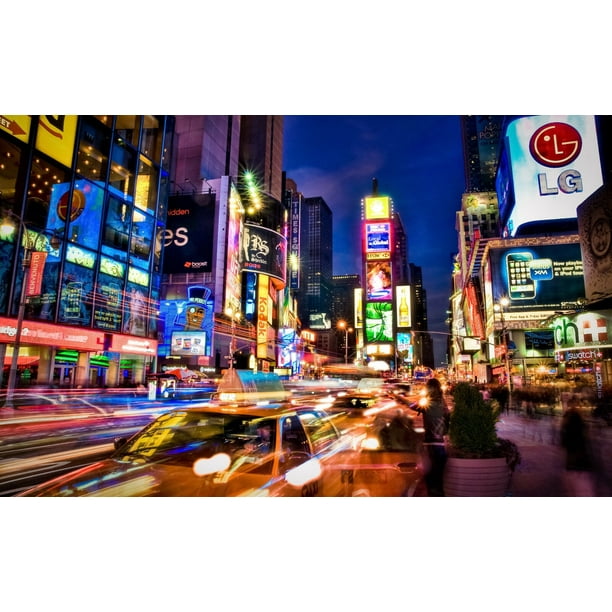Colorful Times Square New York - CANVAS OR PRINT WALL ART - Walmart ...