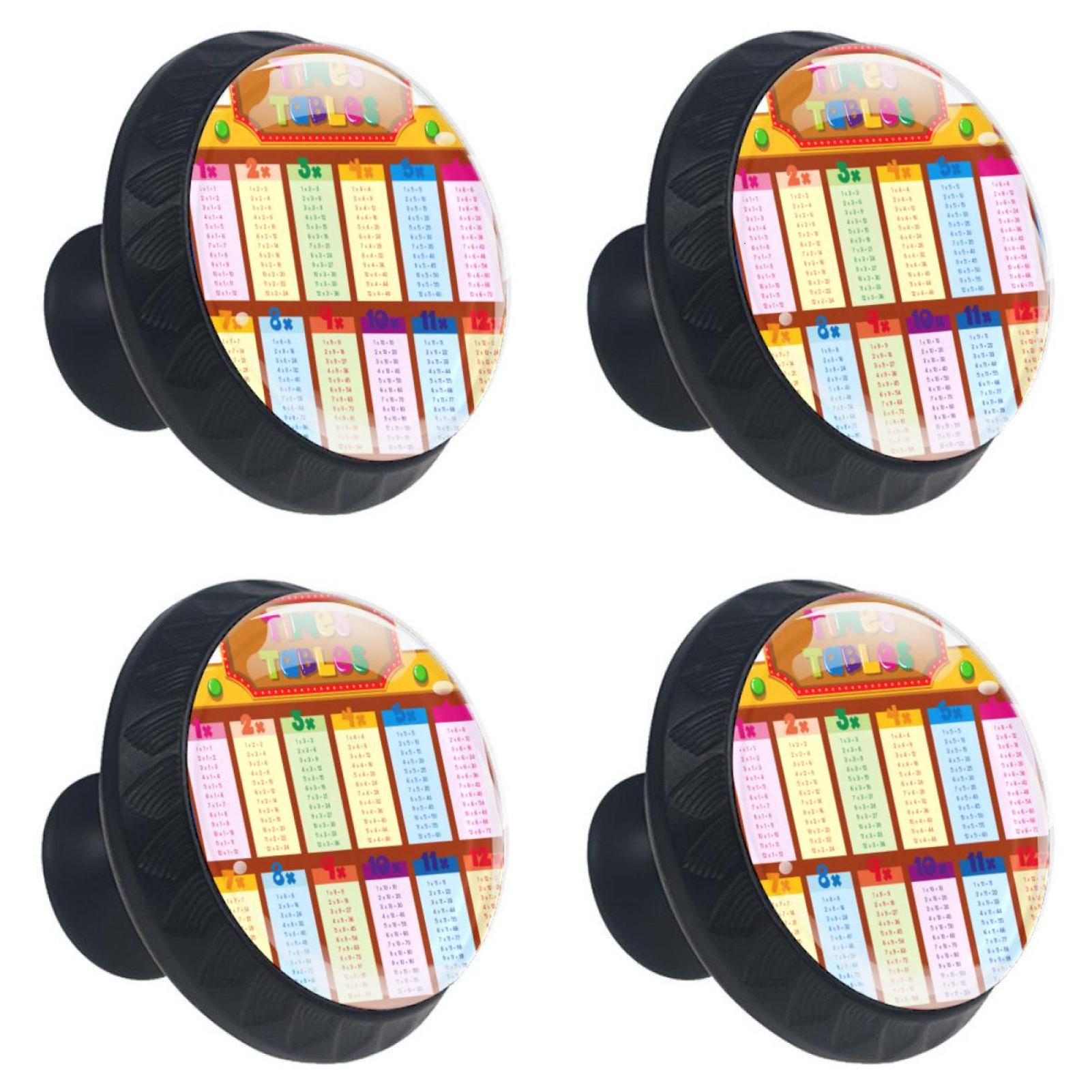 Colorful Times Tables Chart Set of 4 DIY Handle Wardrobe Kitchen ...