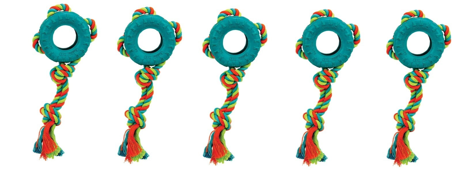 Colorful Tire Tug Dog Toy 10" Rope Tough Rubber Textured Gum Massage ...