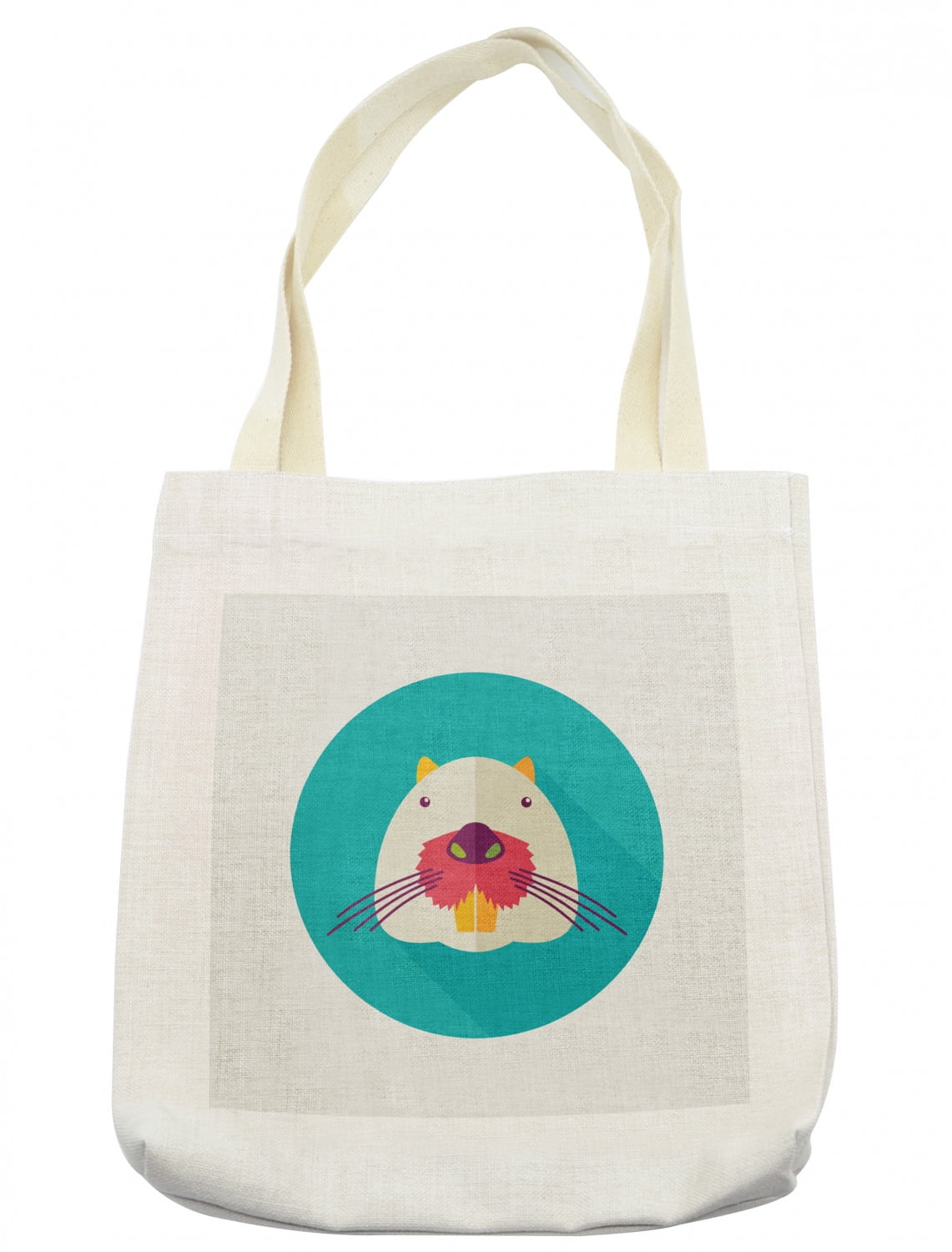 Colorful Tote Bag, Beaver Portrait with Small Eyes and Giant Teeth ...