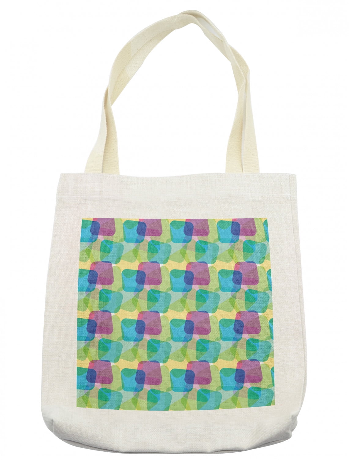 Colorful Tote Bag, Skewed Square Shapes with Round Edges Overlap ...