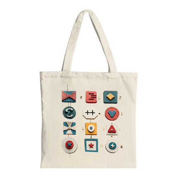 Colorful Tote Bag - Stylish Canvas Bag with Geometric Shapes & Abstract ...