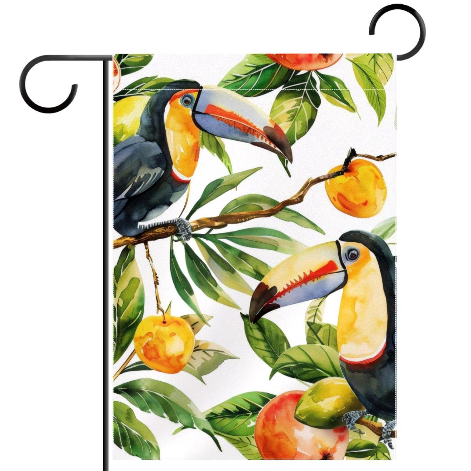 Colorful Toucan Birds and Tropical Fruit Plants Double Sided Garden ...