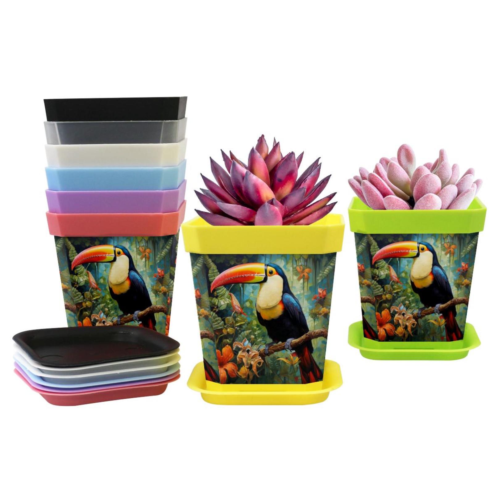 Colorful Toucans Birds Caribbean Planter 8PCS - Lightweight Indoor ...