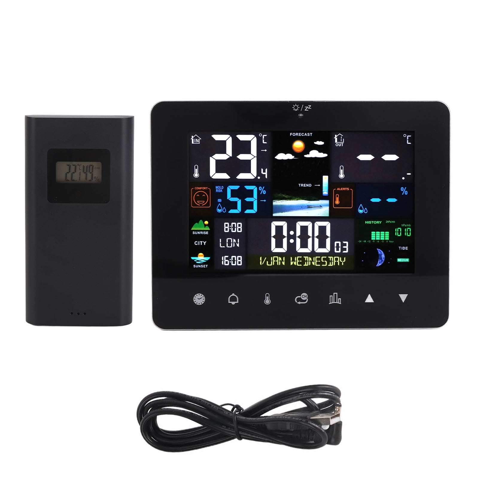 Colorful Touch Screen Digital Weather Forecast Station Wireless Indoor ...