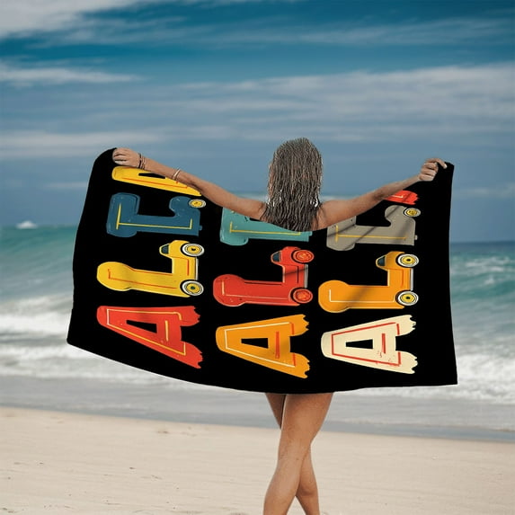Colorful Toy Car Pattern Beach Towel - Vibrant ALCA Design for Pool ...