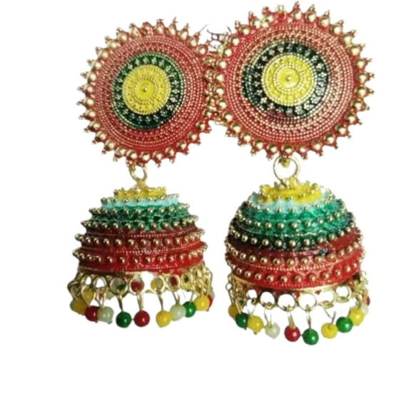 Colorful Traditional Jhumka Earrings for Women with Multi-Layer Design ...