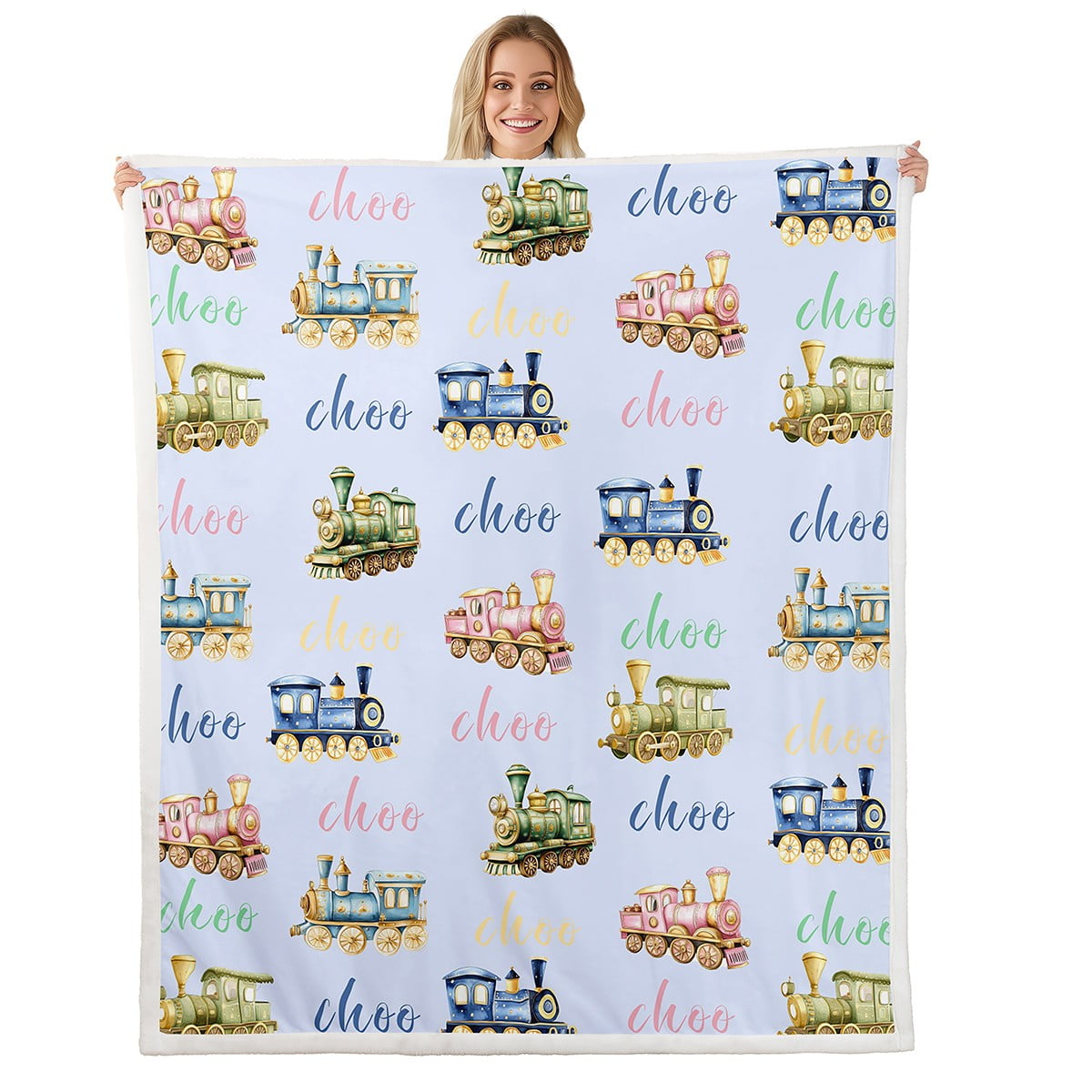 Colorful Train Throw Blanket,Cartoon Steam Train Transport Vehicles Bed ...