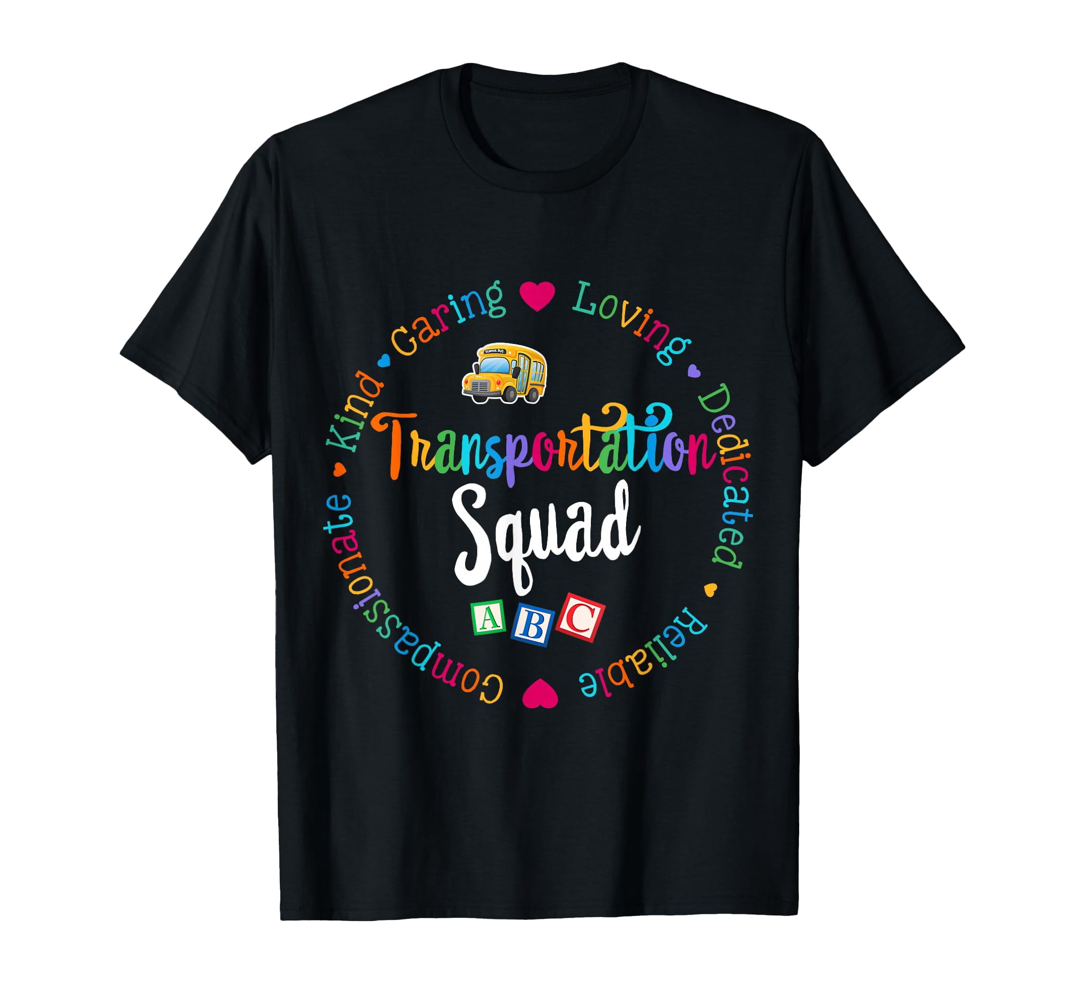 Colorful Transportation Squad Back to School T-Shirt for Bus Driver ...