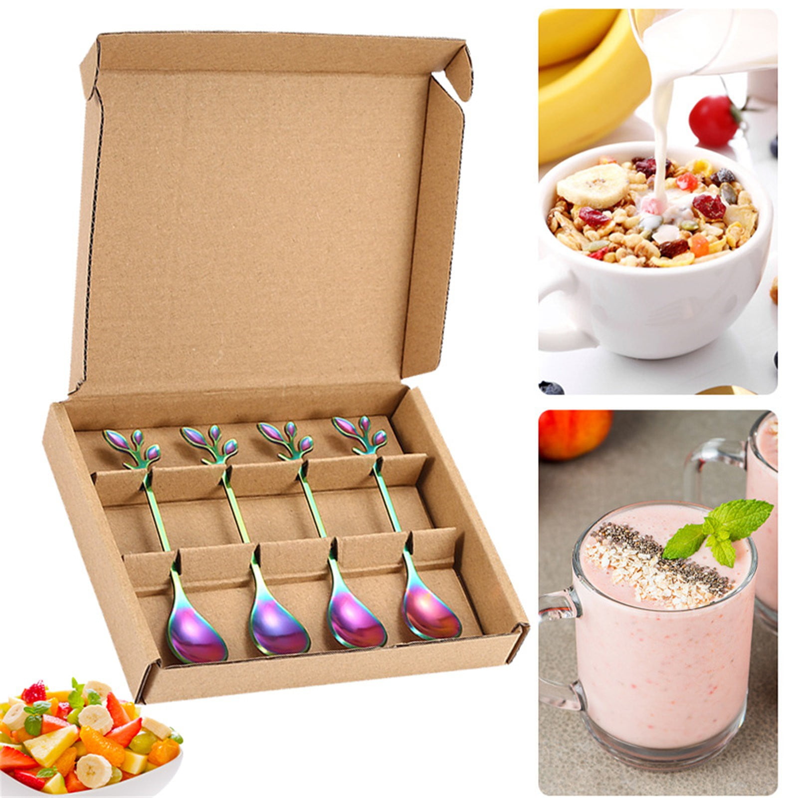 Colorful Tree Branch Espresso Spoon Set 4 Pieces, Mini Coffee Dessert ...