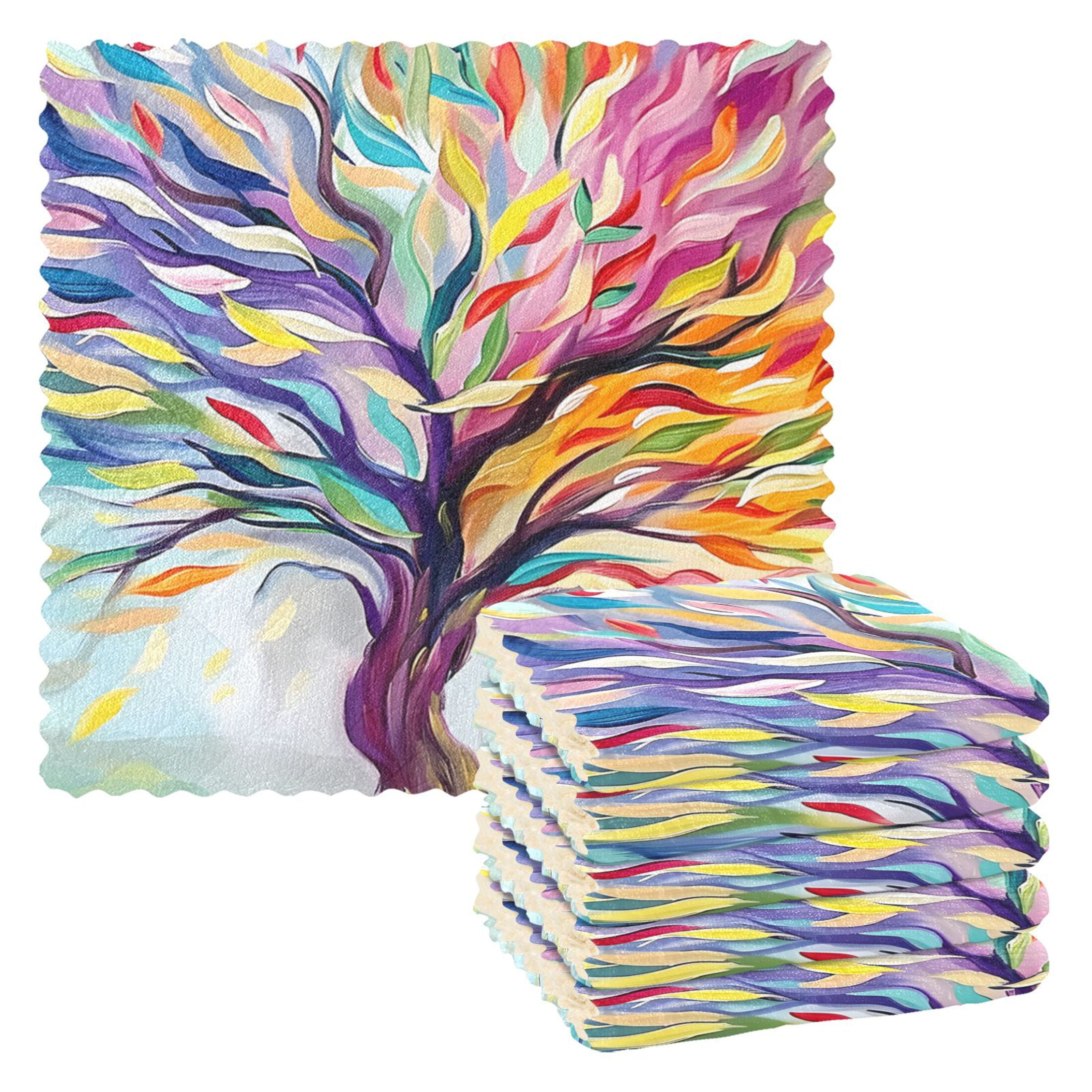 Colorful Tree Bright Color Leaves Dish Cloths Dish Towels Cleaning ...