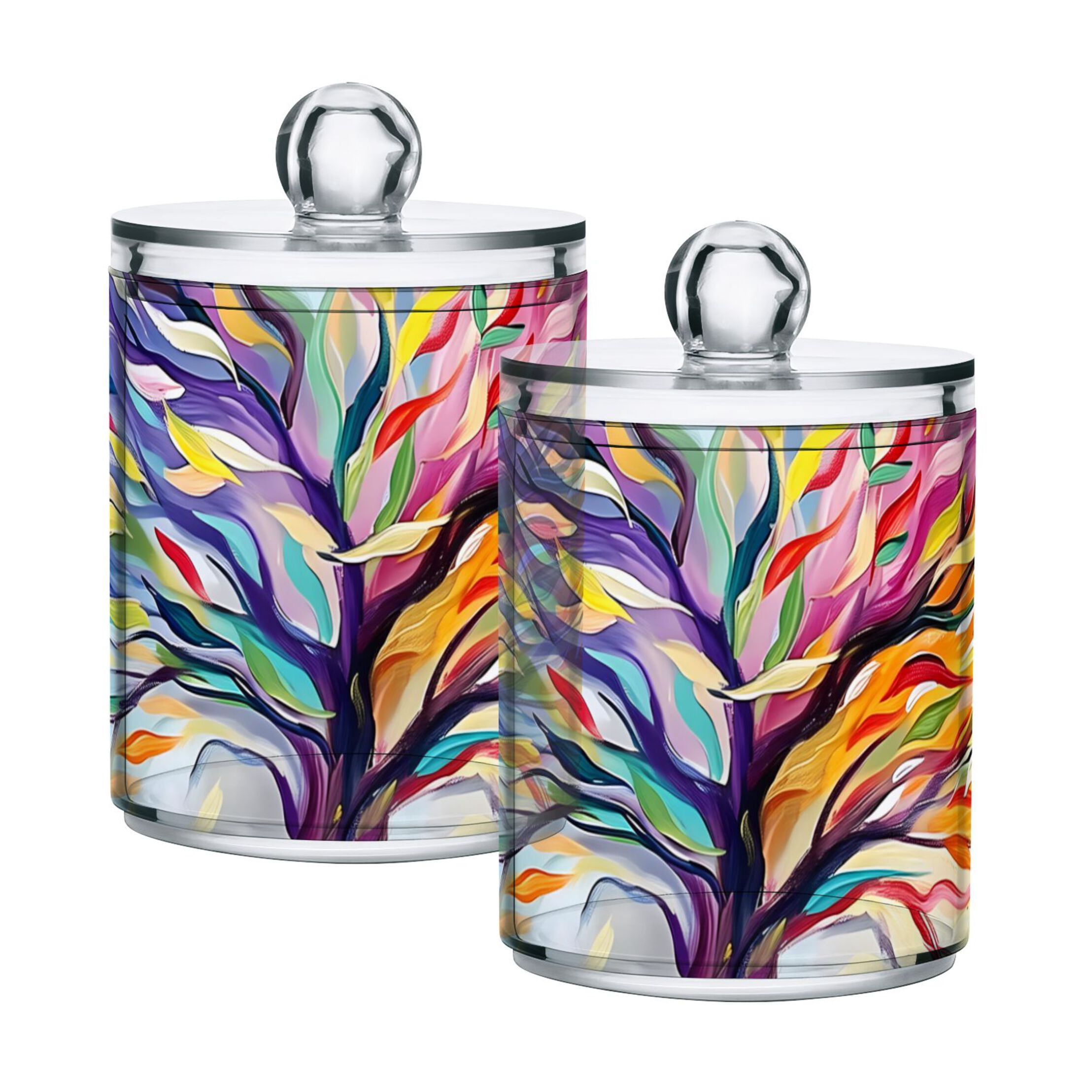 Colorful Tree Bright Color Leaves Translucent Plastic Cans Storage ...