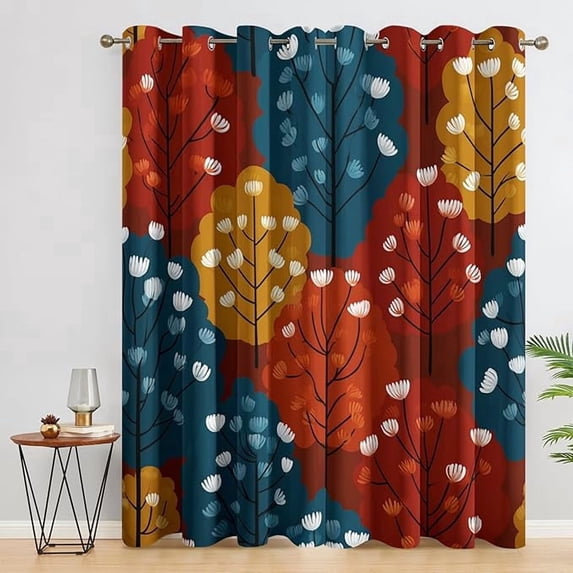 Colorful Tree Curtains for Living Room, Forest Abstract Pattern Design ...