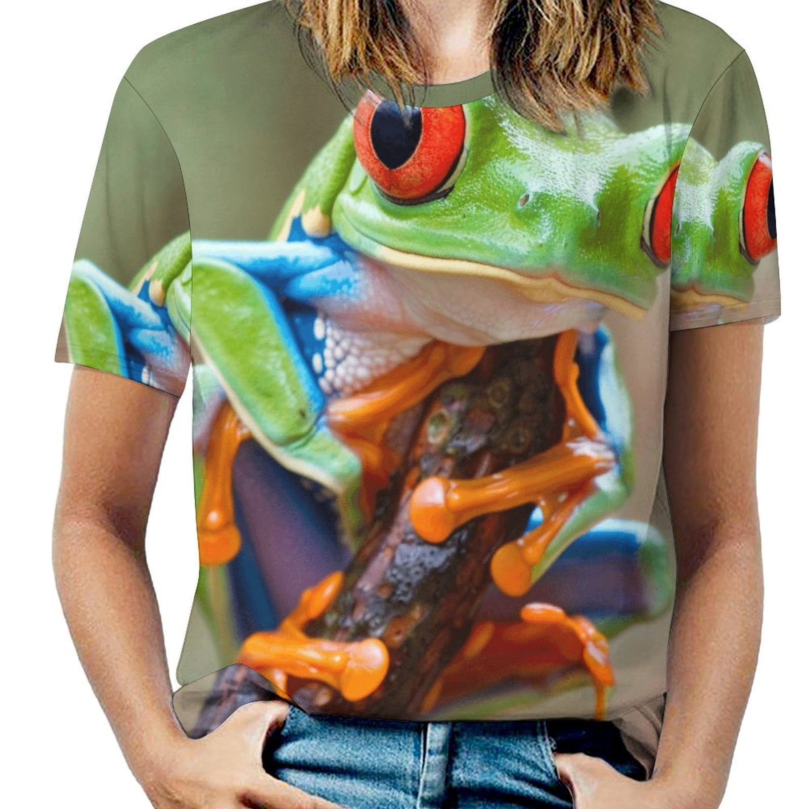 Colorful Tree Frog Print-1 Women's T-Shirt Short Sleeve T Shirts Tops ...