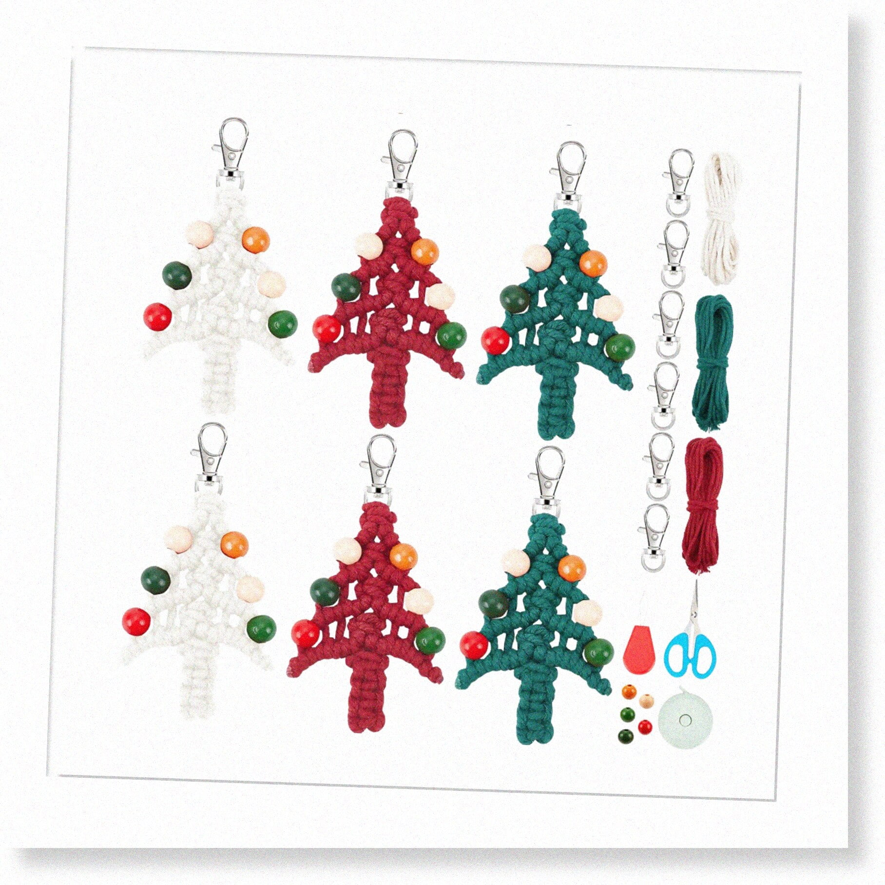 Colorful Tree Keychain Craft Kit: DIY Macrame Set for Beginners with ...