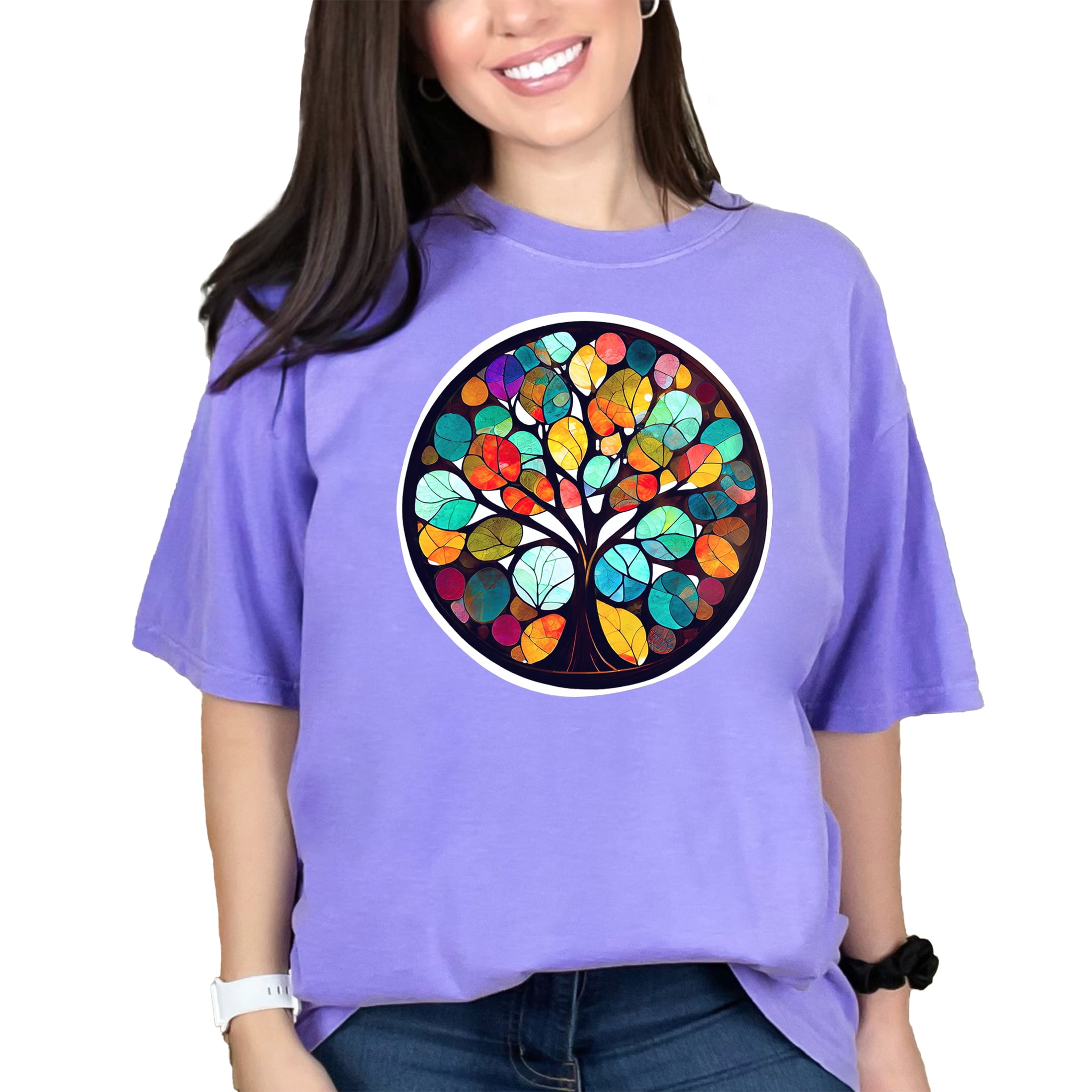 Colorful Tree of Life Design T-Shirt, Artistic Tree Artwork Tee ...