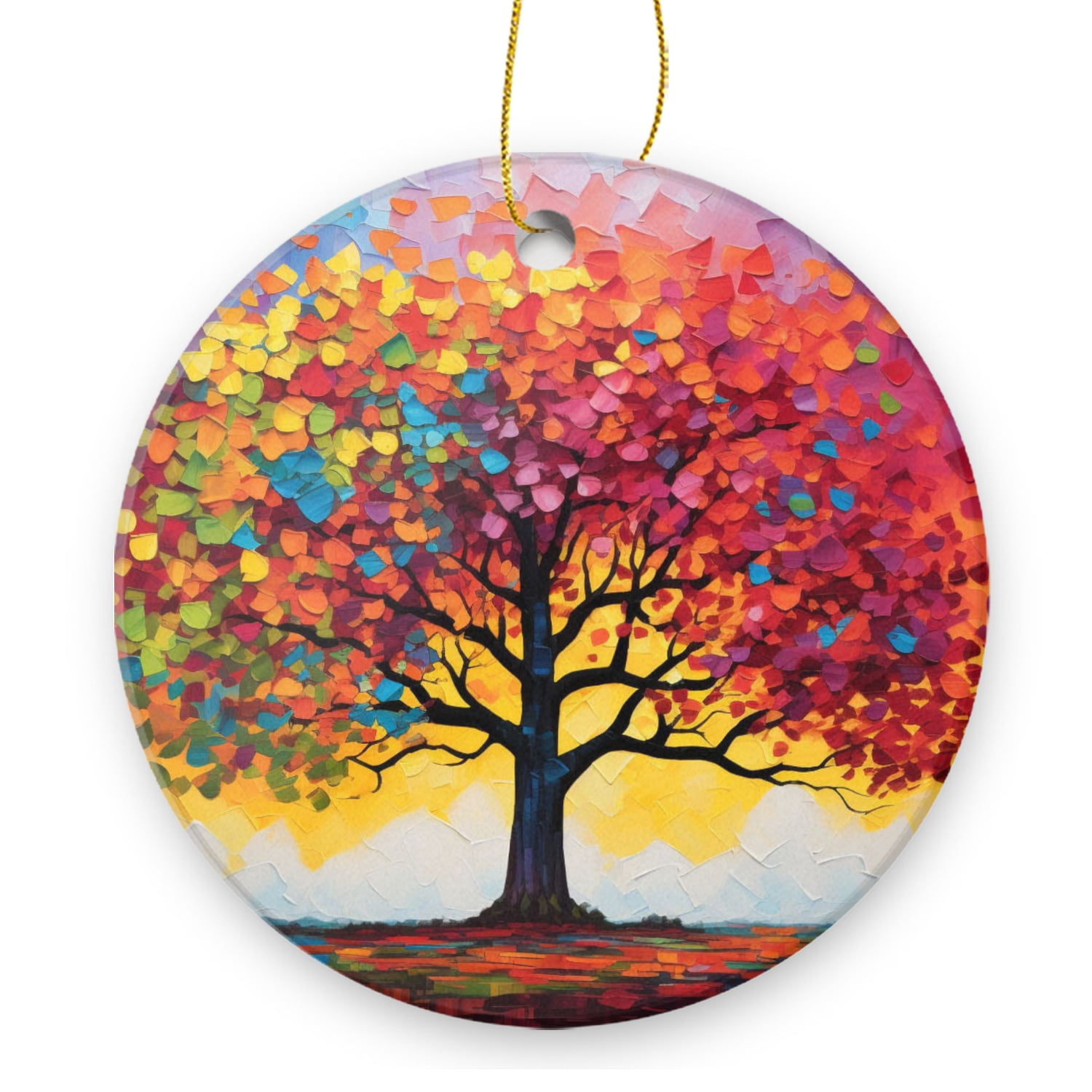 Colorful Tree of Life With Multicolored Leaves - Christmas Ornament ...