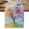 Colorful Tree Life Table Runner 120 Inches, Spring Garden Abstract ...