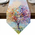 Colorful Tree Life Table Runner Linen Burlap Table Runner 120 Inches ...