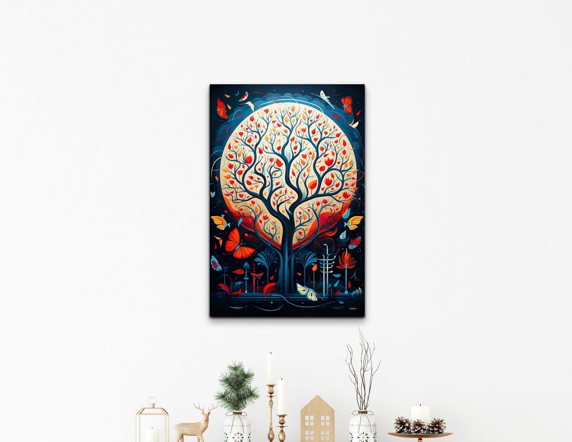 Colorful Tree Of Life Wall Art, Colorful Trees Wall Decor Wall Art ...